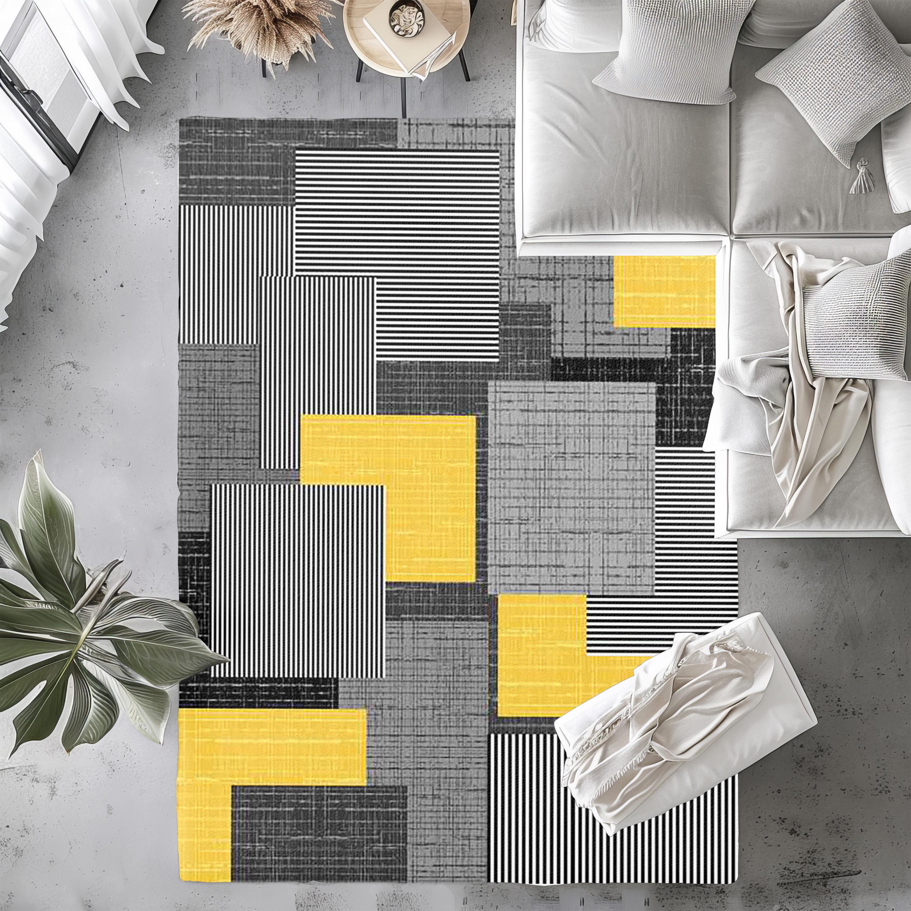 Yellow Gray Livingroom Rug Machine Washable Rug Fall Decor for Home ...