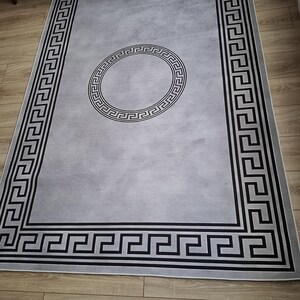 Hellenic Key Area Rug Meander Runner Greek Non Slip Carpet Fret Ancient Floor Art Machine ...