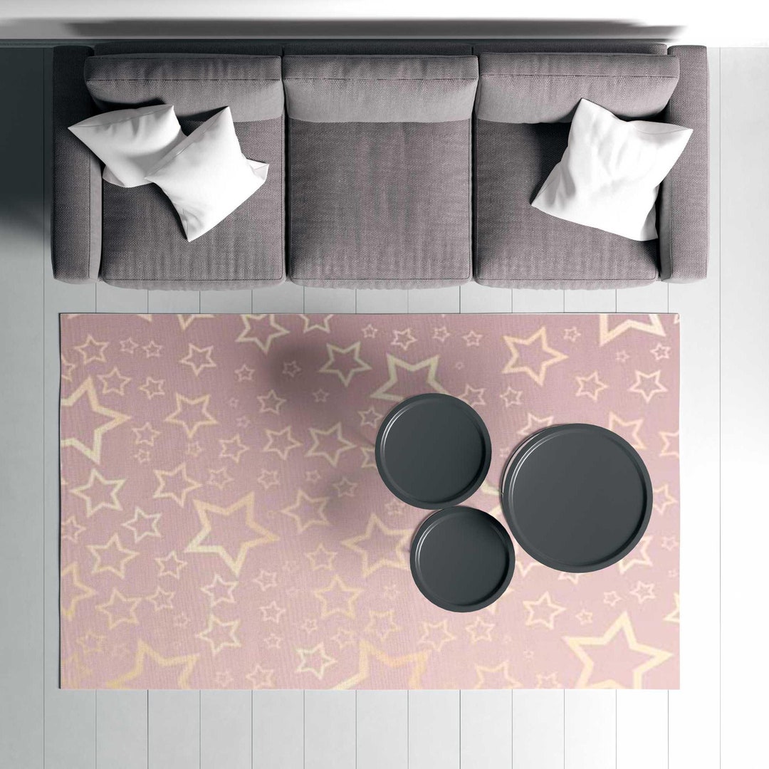 Pink Stars Girl Room Rug, Girl Room Carpet Pink Nursery Rug Kids Room ...