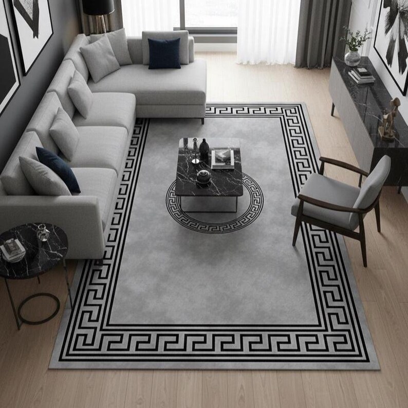 Hellenic Key Area Rug Meander Runner Greek Non Slip Carpet Fret Ancient ...