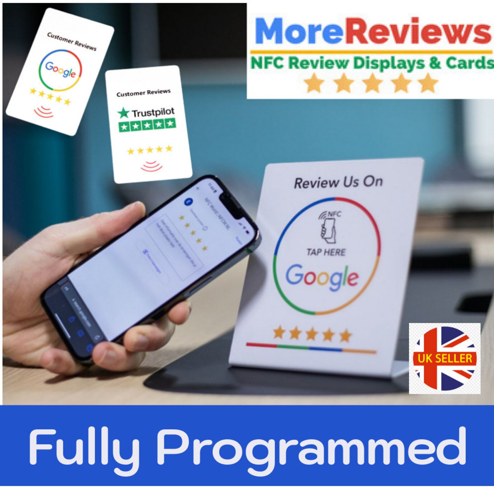 NFC Google Review Displays and Stands | Fully Programmed | U.K. Stock ...