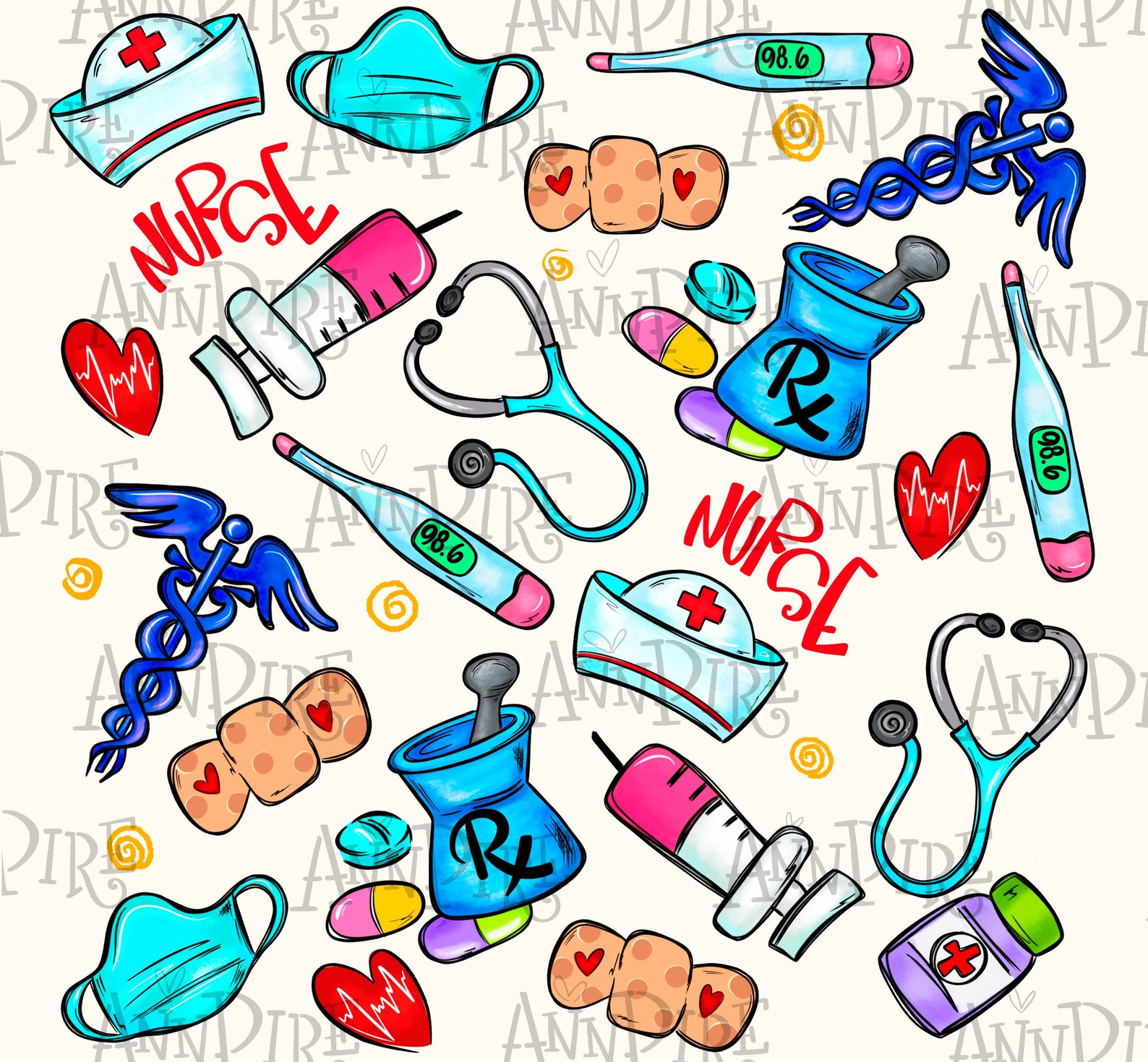 Nurse Pattern Sublimation Design PNG, Medicines Seamless Pattern, Nurse ...