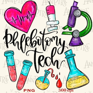 Hand Drawn Phlebotomist Tech Sublimation Design PNG (digital Download ...