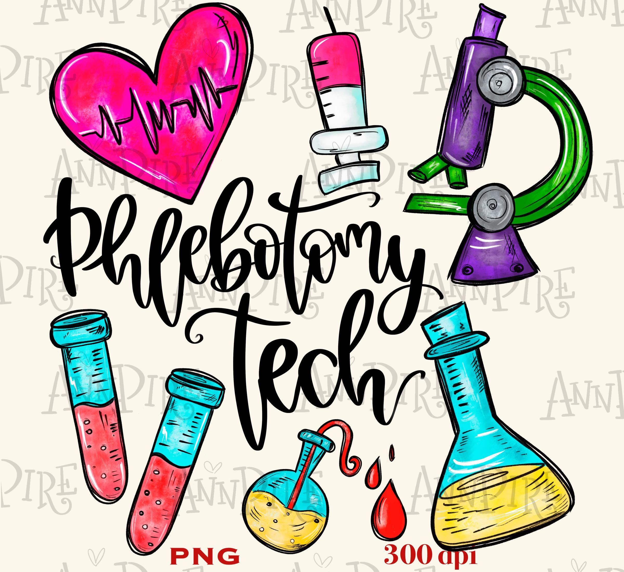 Hand Drawn Phlebotomist Tech Sublimation Design PNG (digital Download ...