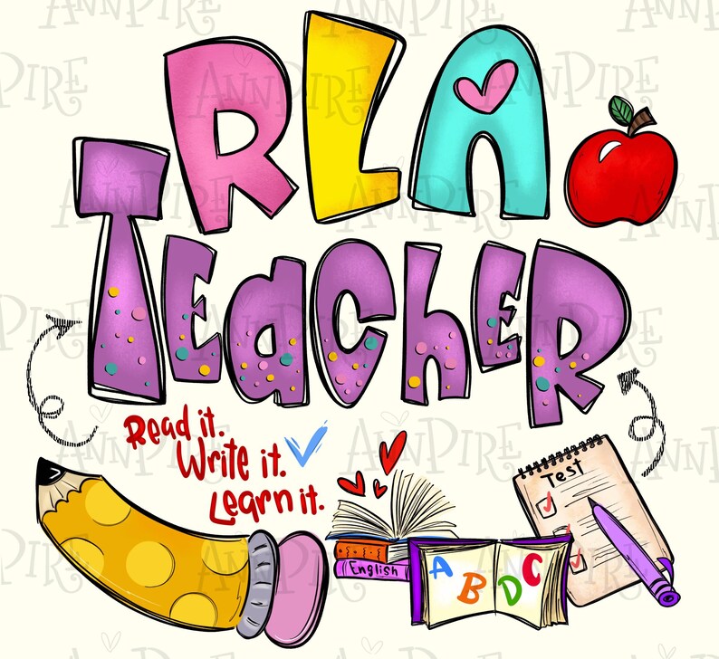 ELA Teacher Sublimation Design, Hand Drawn PNG (digital Download) - Etsy