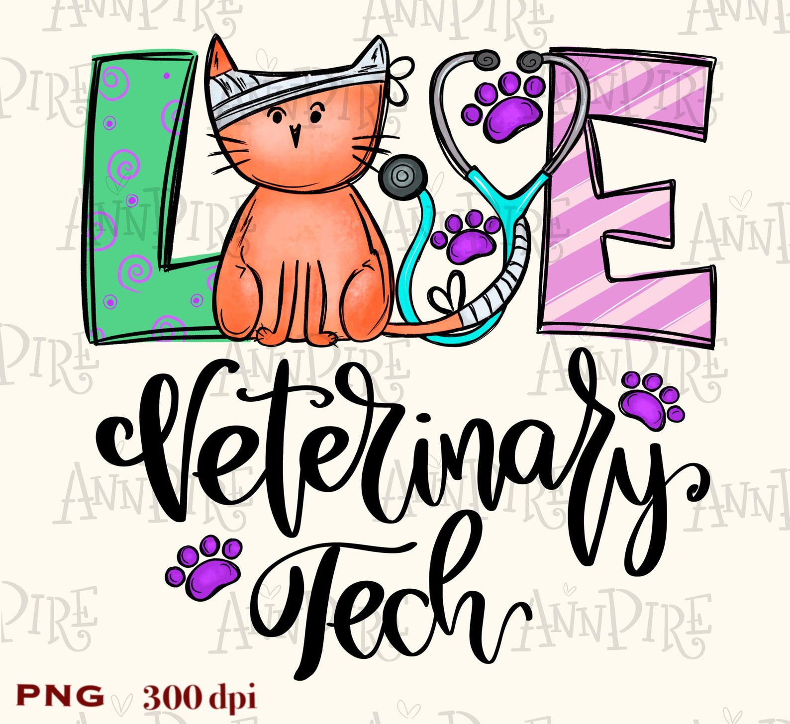 Vet Tech Sublimation Design PNG, Love Veterinaty Tech, Animal Nurse ...