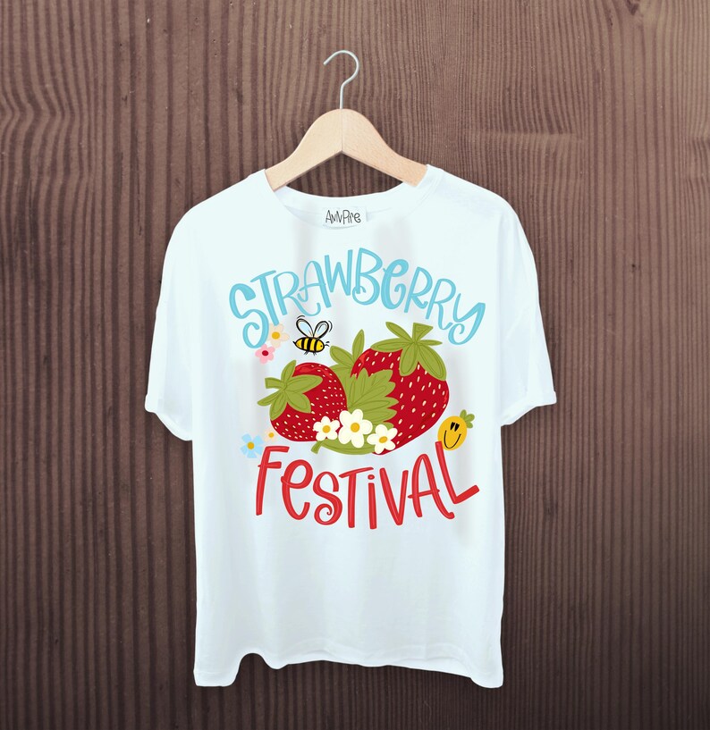 Strawberry Festival Sublimation Design, Hand Drawn PNG (digital ...