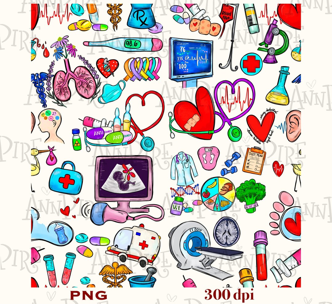 Medicine Seamless Pattern Sublimation Design PNG, Nurse Pattern ...