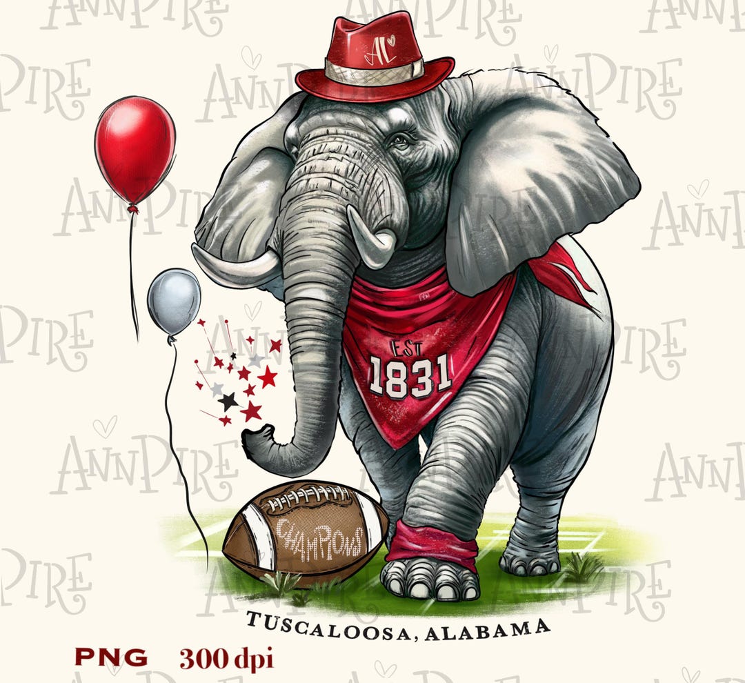 Al Elephant Game Day Sublimation Design PNG, Tuscaloosa Alabama, Mascot ...