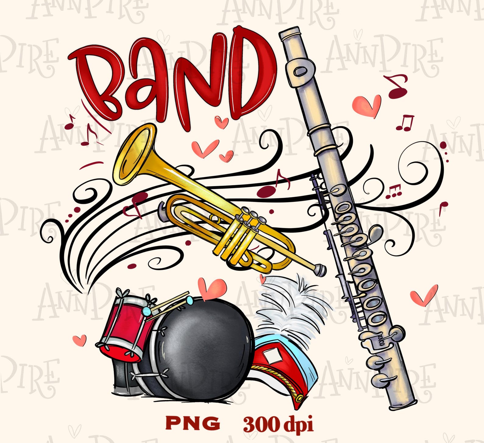 School Band Sublimation Design PNG, Marching Band, Band Mom, Hand Drawn ...
