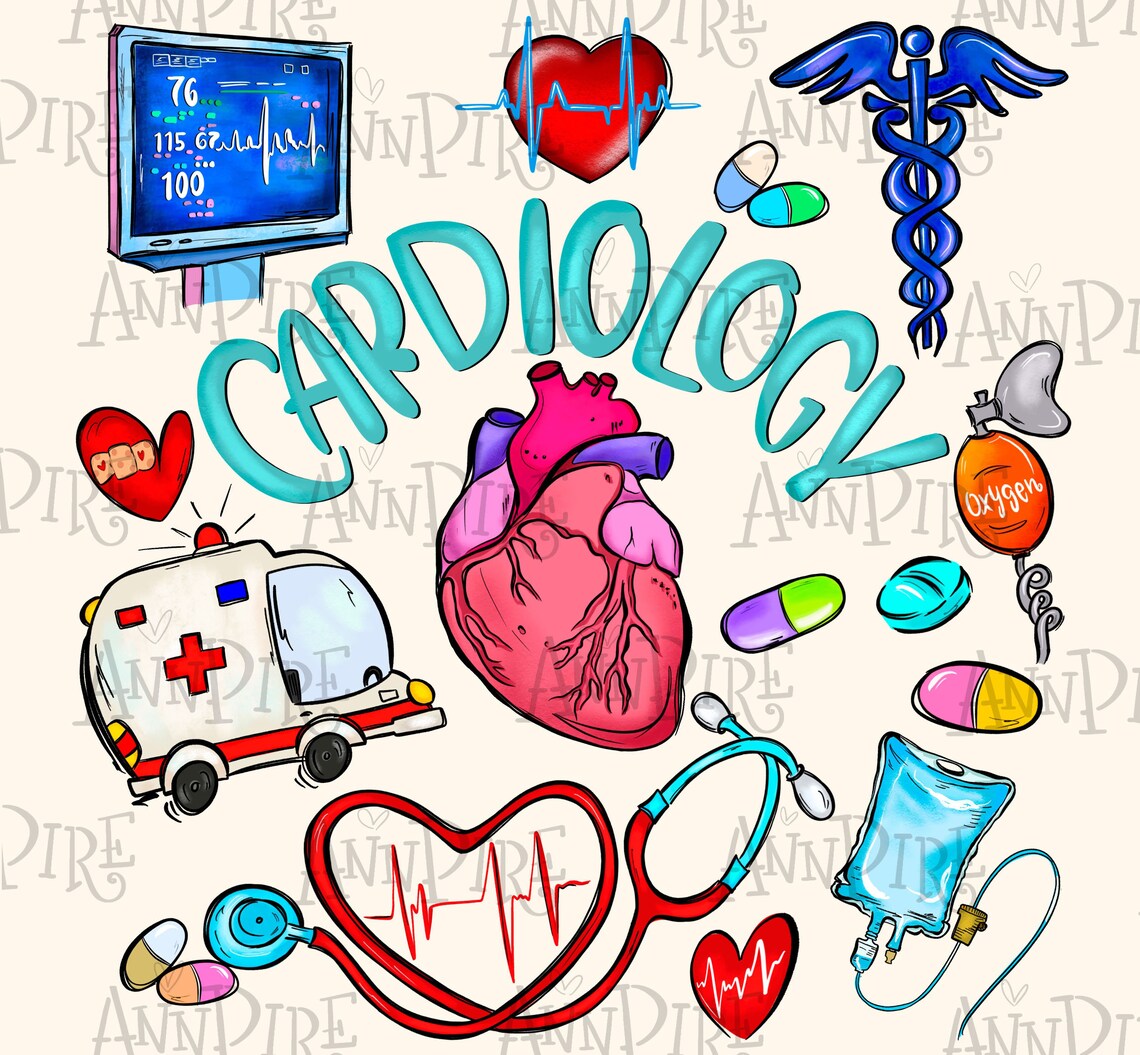 Cardiology Sublimation Design PNG, Anatomy Heart, Hand Drawn Digital ...
