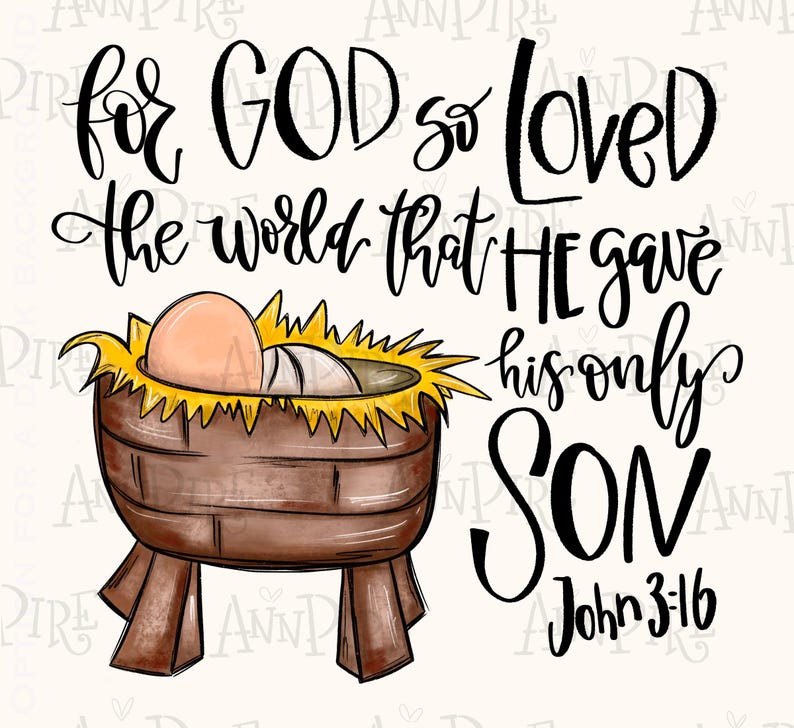 Christmas Nativity Scene PNG, John 3:16, Hand Drawn (digital Download ...