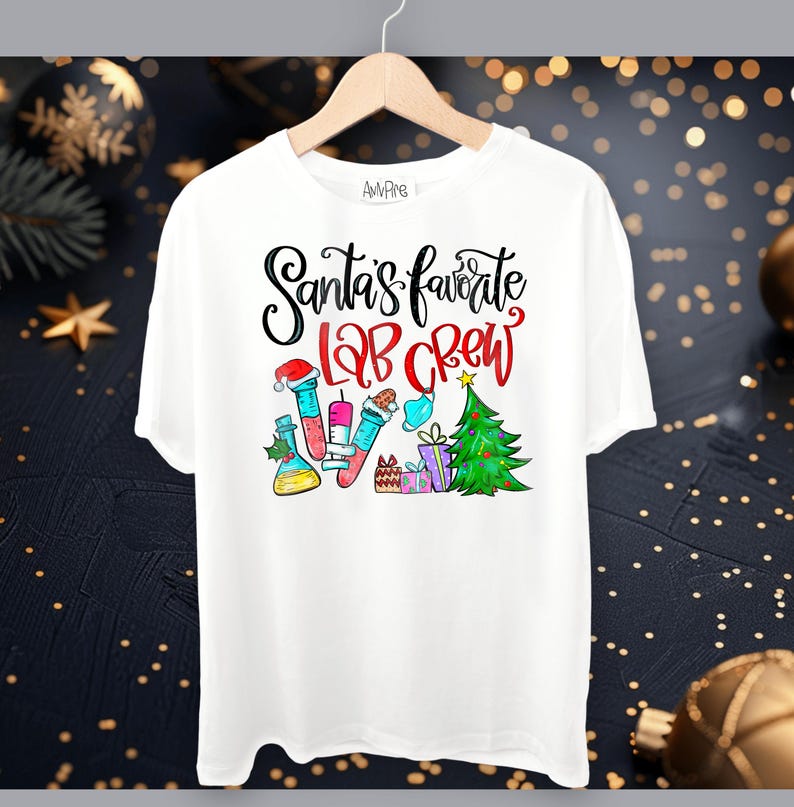 Santa's Favorite Lab Crew Sublimation Design PNG, Christmas Lab Tech ...