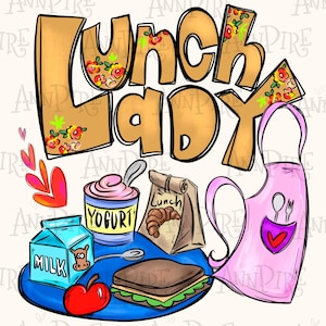 Lunch Lady Sublimation Design PNG, Food Service, School Lunchroom, Hand ...