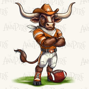 Longhorns Mascot Football PNG, Orange Gameday Design (digital Download ...