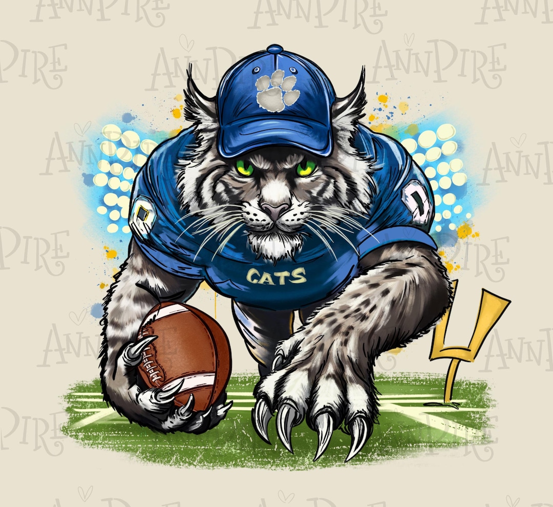 Cats Game Day Sublimation Design PNG, Wildcat, Blue and White, Go Cats ...