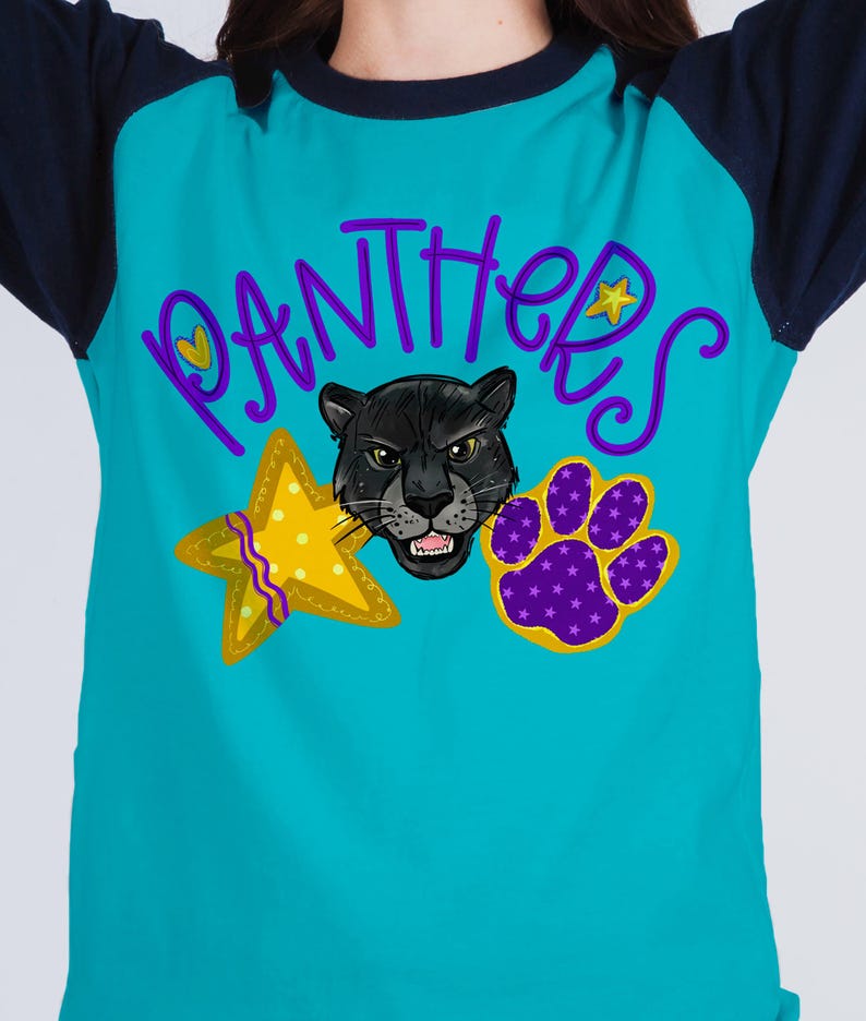 Panthers Mascot PNG, Black and Gold, Game Day Sublimation Design ...