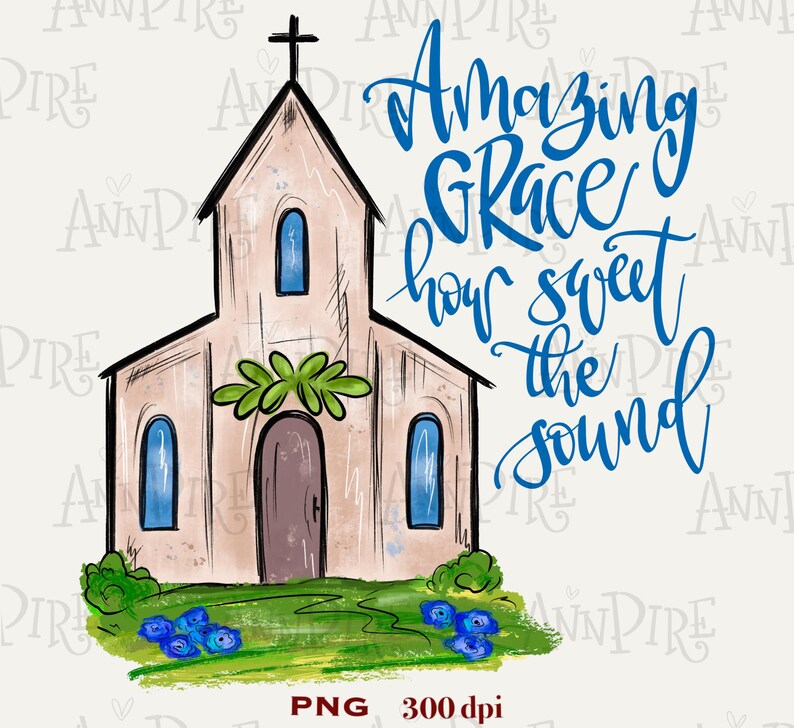 Grace Church Art Print, Christian Hymn Wall Decor, Religious Home Decor ...