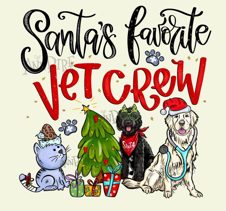 Santa's Favorite Vet Tech Sublimation Design PNG, Veterinary Technician ...