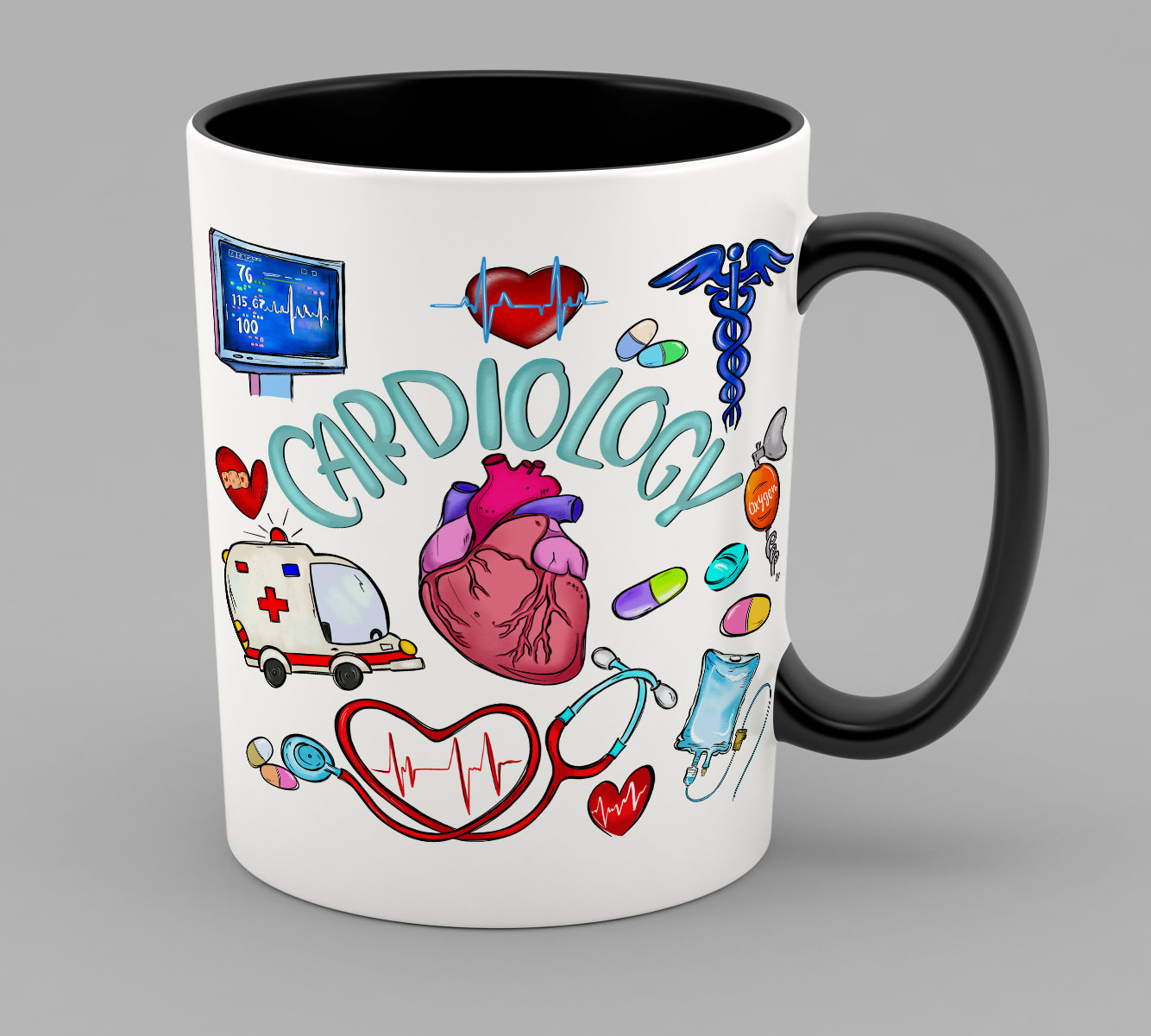 Cardiology Sublimation Design PNG, Anatomy Heart, Hand Drawn Digital ...