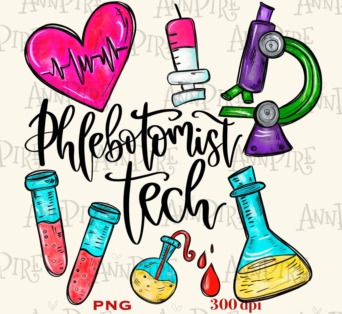 Hand Drawn Phlebotomist Tech Sublimation Design PNG (digital Download ...