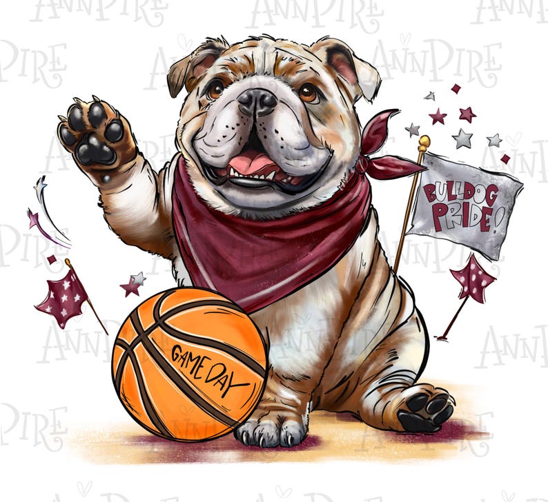 Bulldog Game Day Sublimation Design PNG, Bulldog Mascot, Hand Drawn ...