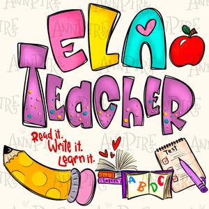 ELA Teacher Sublimation Design PNG, English Language Arts Teacher, EL ...