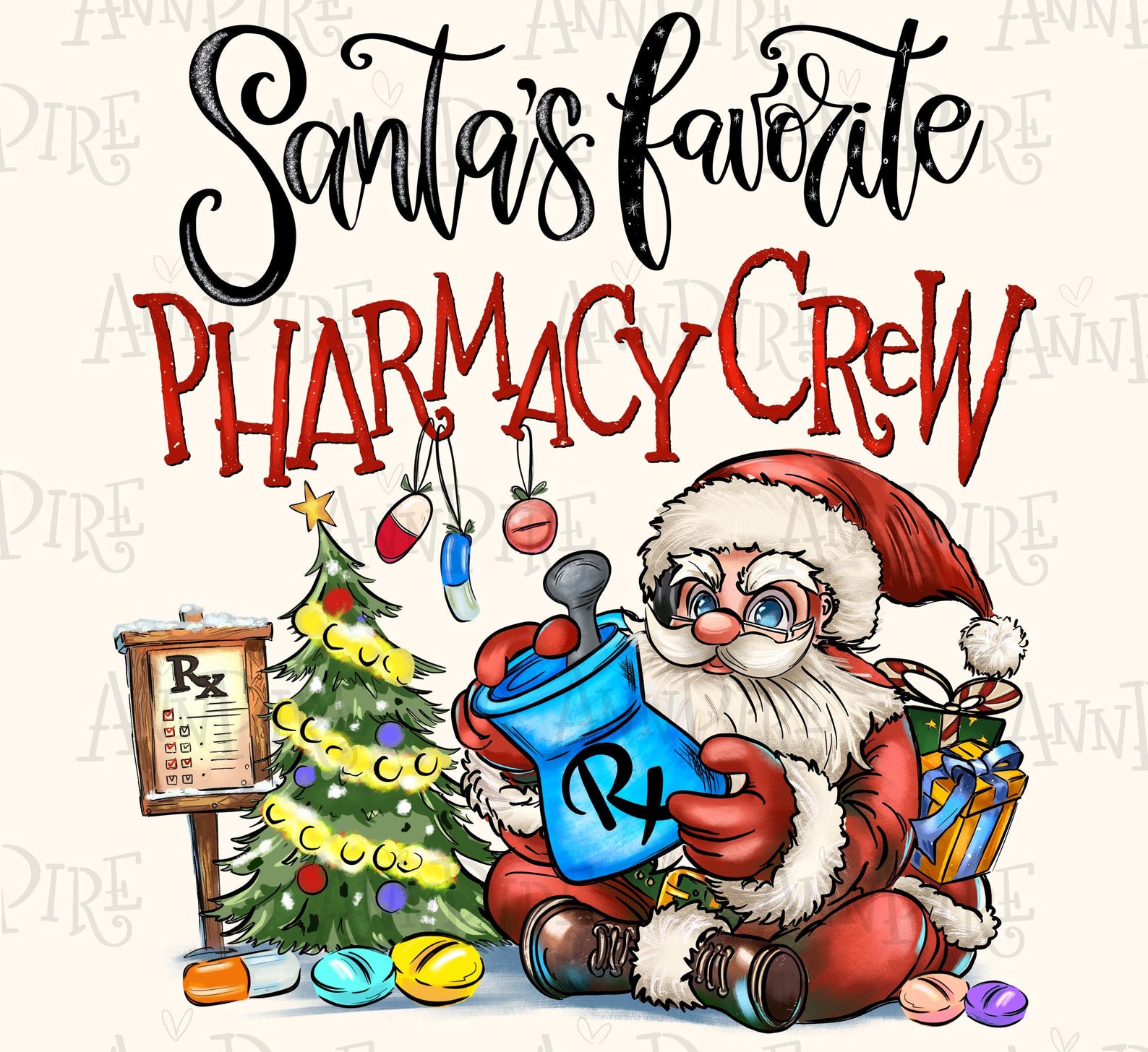 Santa's Favorite Pharmacy Tech Sublimation Design PNG, Christmas ...