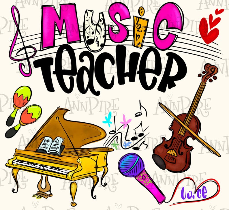 Music Teacher Sublimation Design PNG, Teacher Appreciation, Back to ...