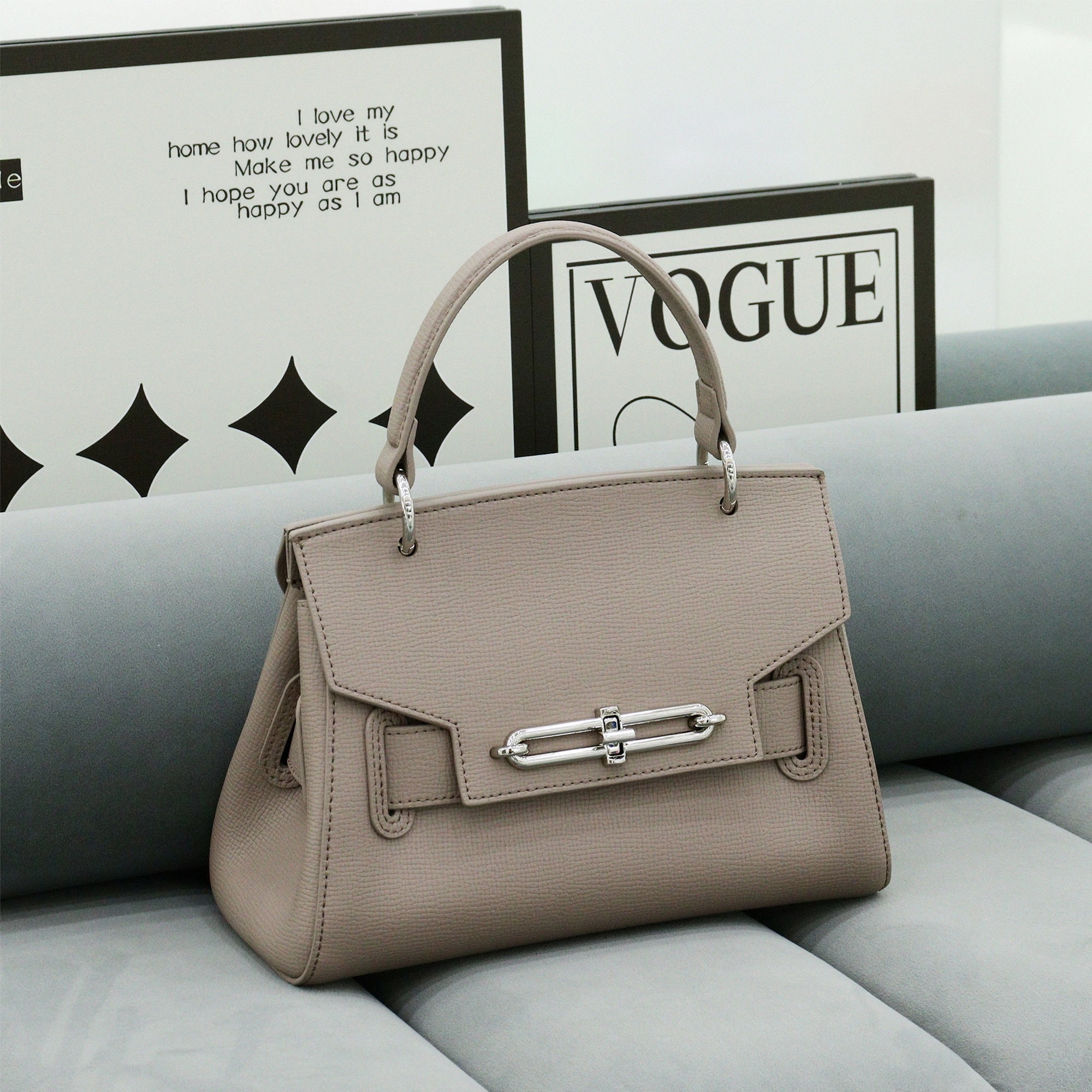 Elegant Leather Top Handle Bag, Women's Handbag, Minimalist Shoulder ...