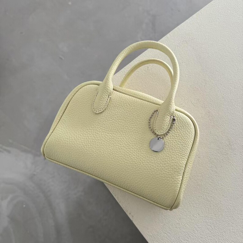 Small Top Handle Bag, Minimalist Leather Handbag, Mini Leather Shoulder ...