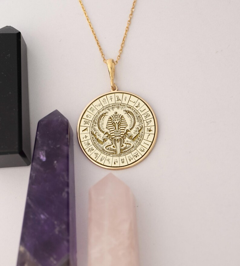 14K Gold Ra Necklace: Egyptian Sun God Amulet - Etsy