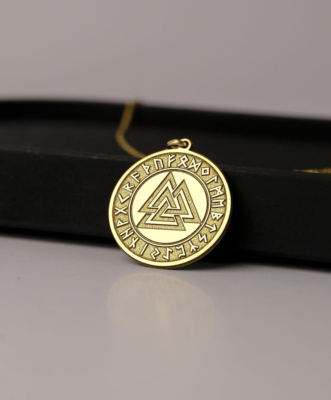 14K Gold Valknut Necklace: Viking Odin Symbol, Spiritual Talisman - Etsy
