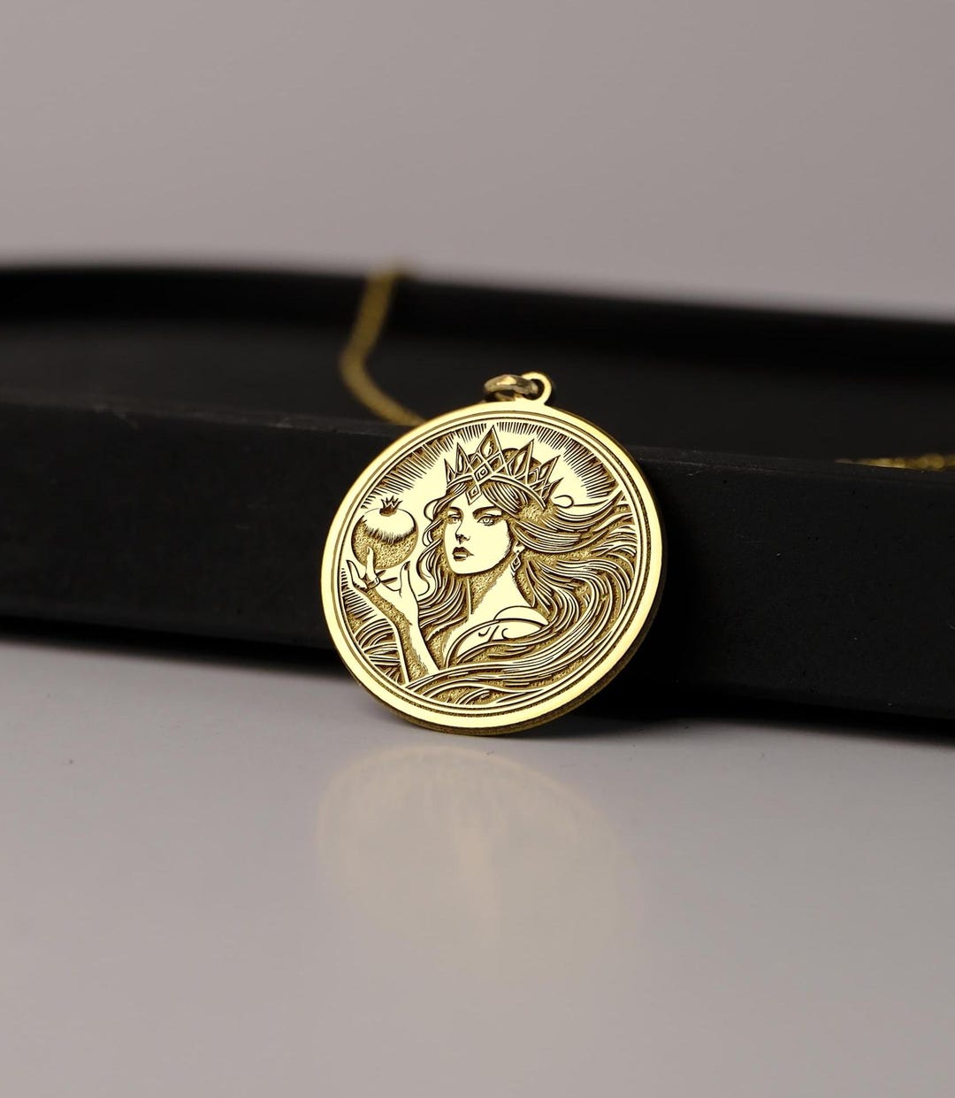 14K Gold Persephone Necklace: Greek Goddess Mythology Pendant - Etsy
