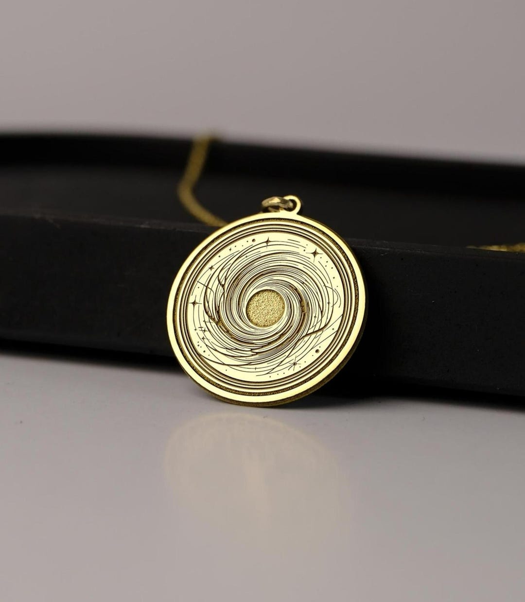 14K Gold Black Hole Necklace: Sterling Silver Galaxy Pendant - Etsy