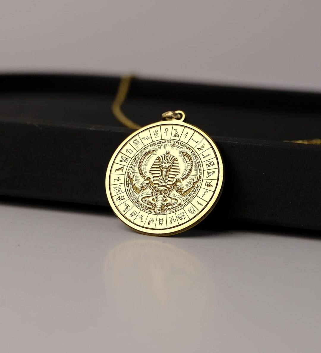 14K Gold Ra Necklace: Egyptian Sun God Amulet - Etsy