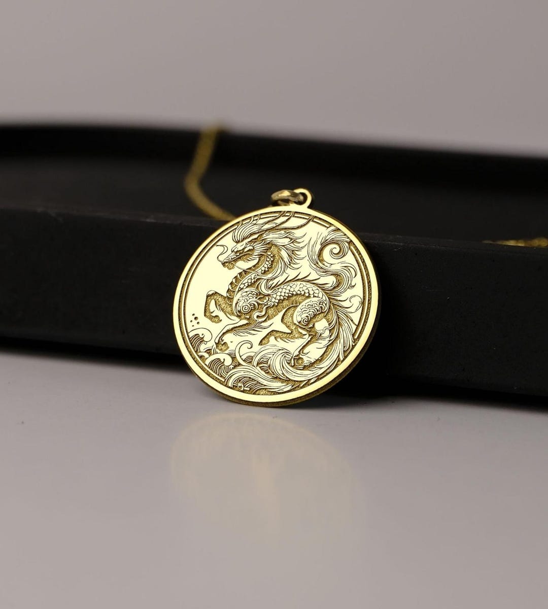 14K Gold Longma Necklace: Dragon Horse Pendant, Chinese Myth Jewelry - Etsy