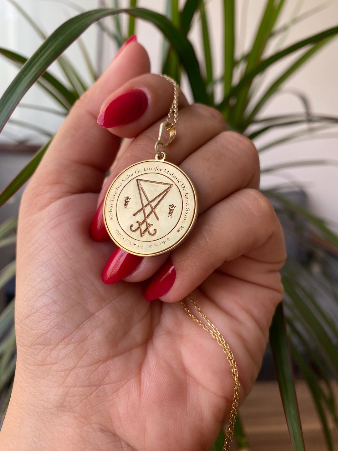 14K Solid Gold Lucifer Sigil Pendant Necklace – Customizable Length ...