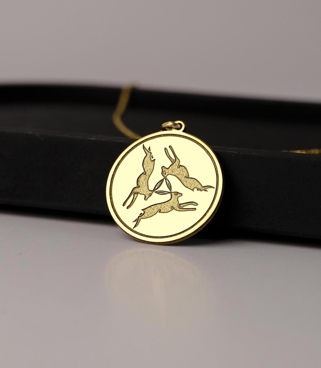 Three Hares Pendant - Symbol of Unity and Mystery - Gold & Silver ...