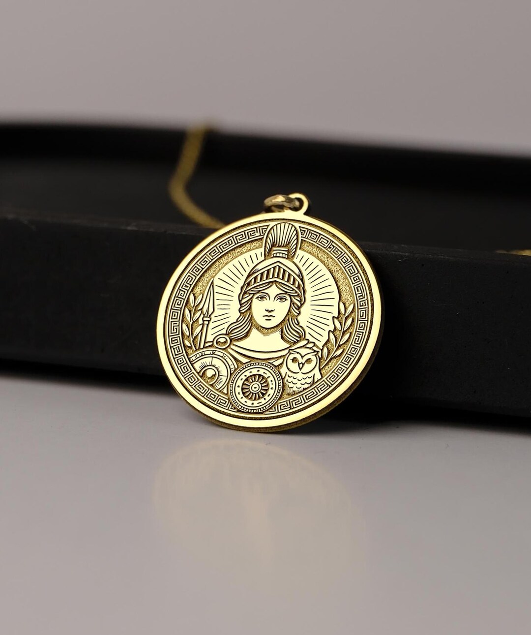 14K Gold Athena Necklace - Greek Goddess of Wisdom & War, 925K Silver ...