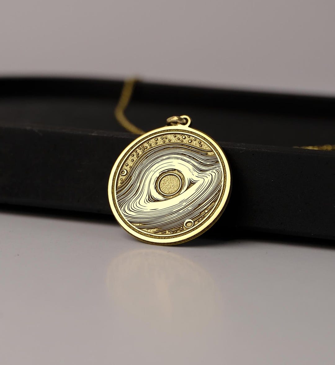 14K Gold Black Hole Pendant: Science Astronomy Necklace, Cosmic Jewelry ...