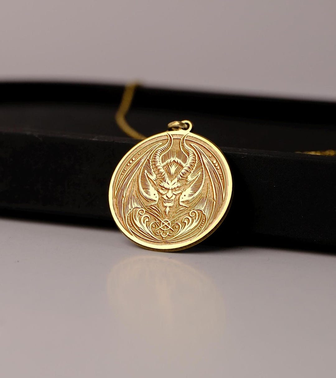 14K Gold Lucifer Necklace - Symbol of Rebellion & Enlightenment - Demon ...
