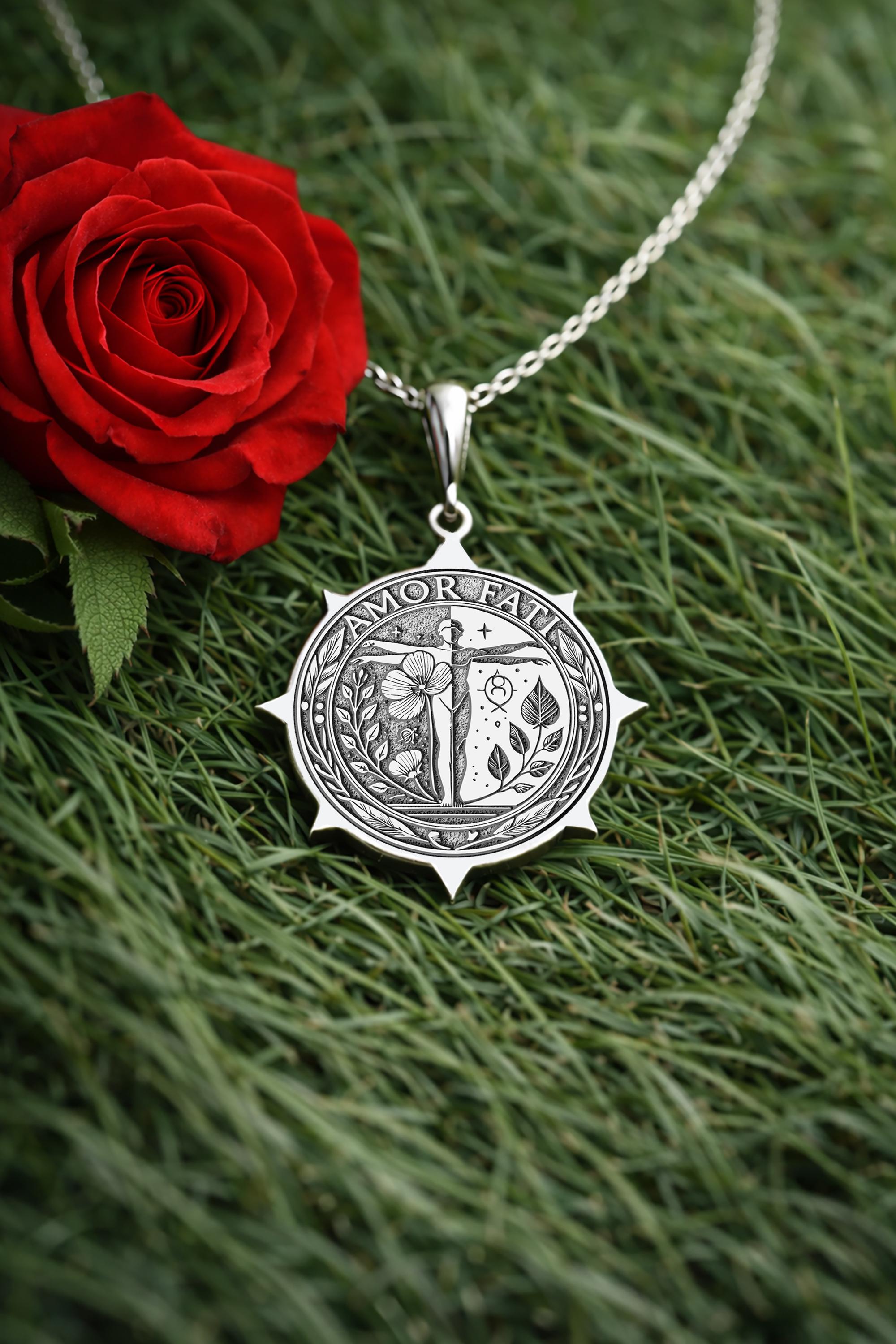14K Gold Amor Fati Medallion Necklace: Stoic Philosophy Pendant - Etsy