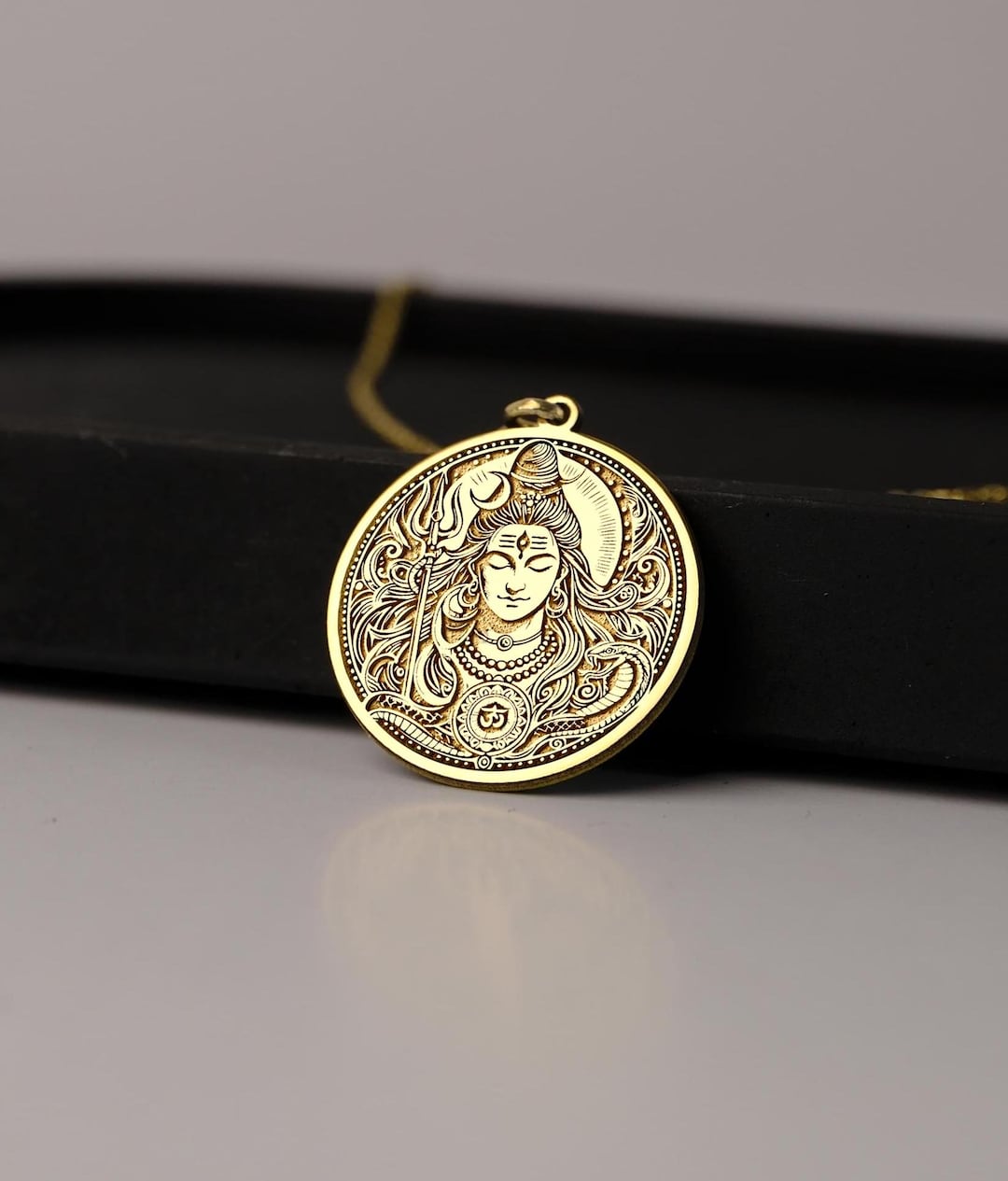 14K Gold Lord Shiva Necklace - Divine Protection Medallion - Precision ...