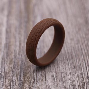 5.7MM Tree Bark Patterned Silicone Ring (choose Your Color): Custom ...