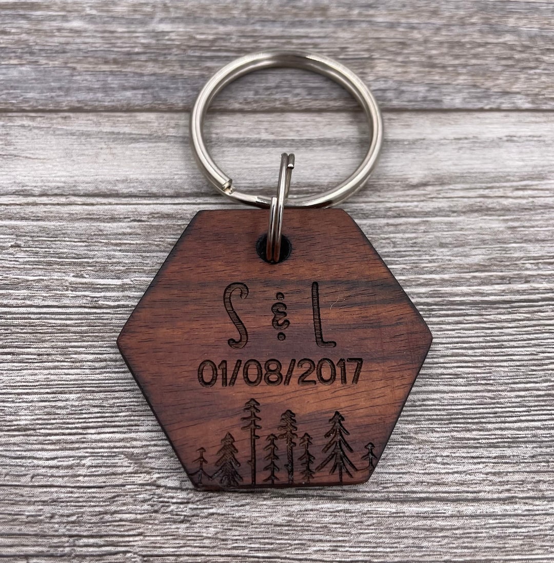 Pine Trees Keychain, Rustic, Woods, Best Friend Gift, Personalized ...