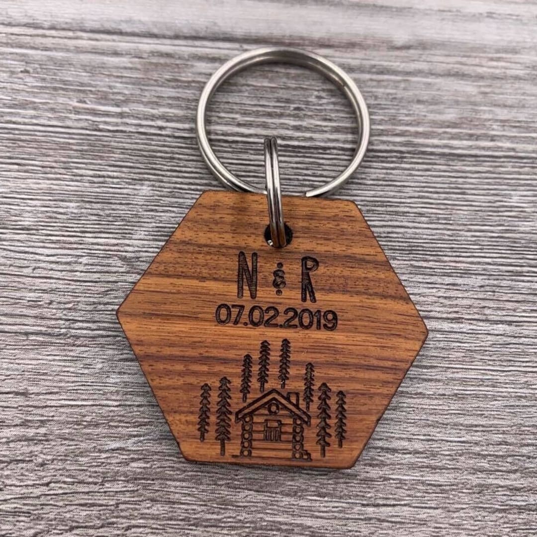 Cabin in the Woods Keychain, Rustic, Friend Gift, Personalized Keychain ...