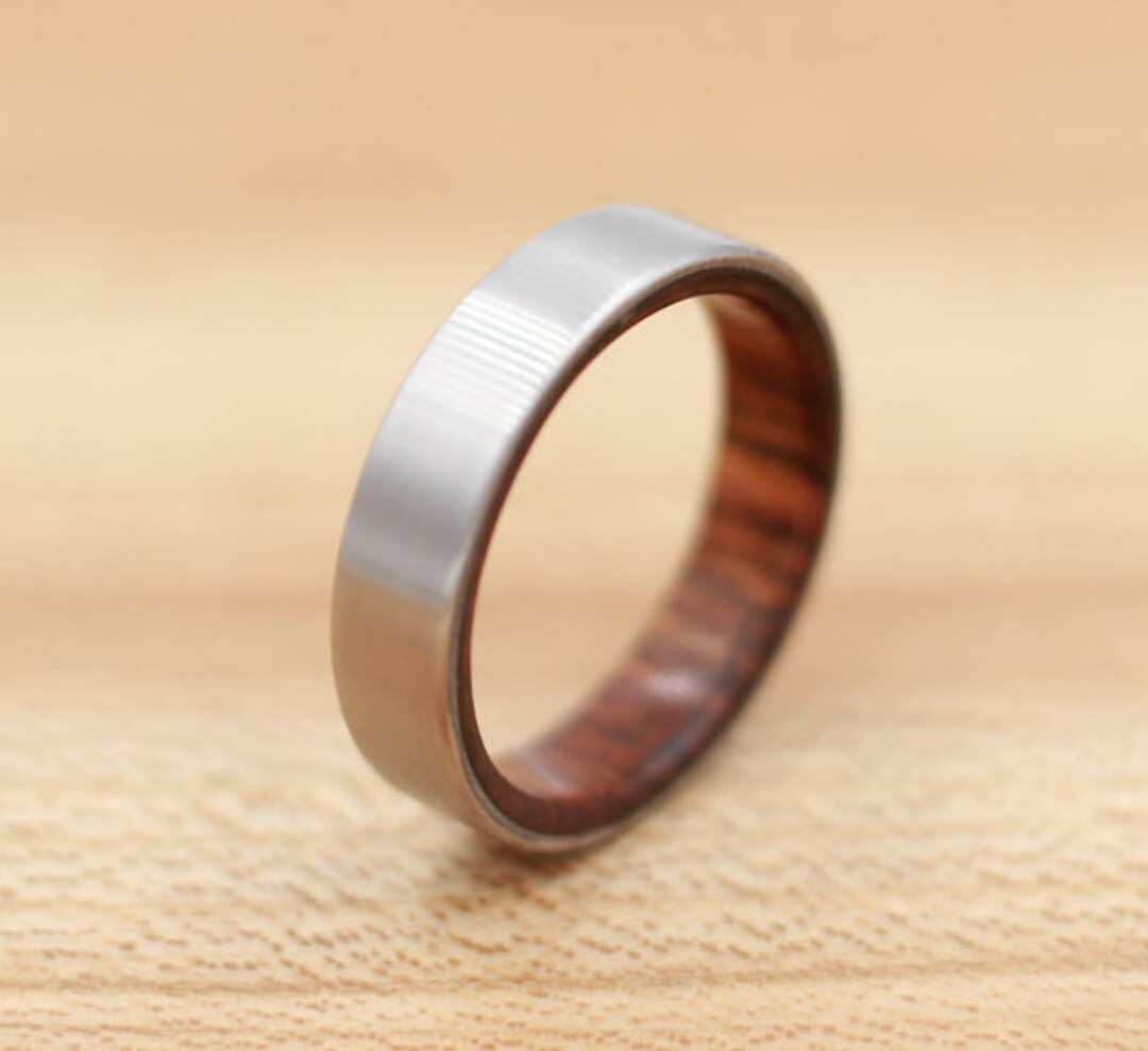 Titanium Ring Lined With Chechen Wood - Etsy
