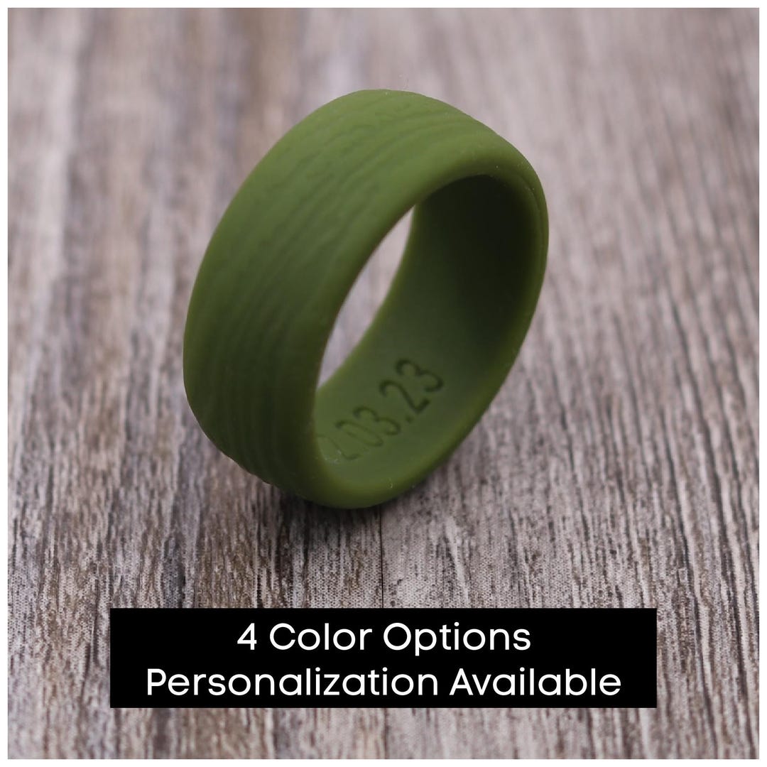 8.7MM Tree Bark Patterned Silicone Ring (choose Your Color): Custom ...
