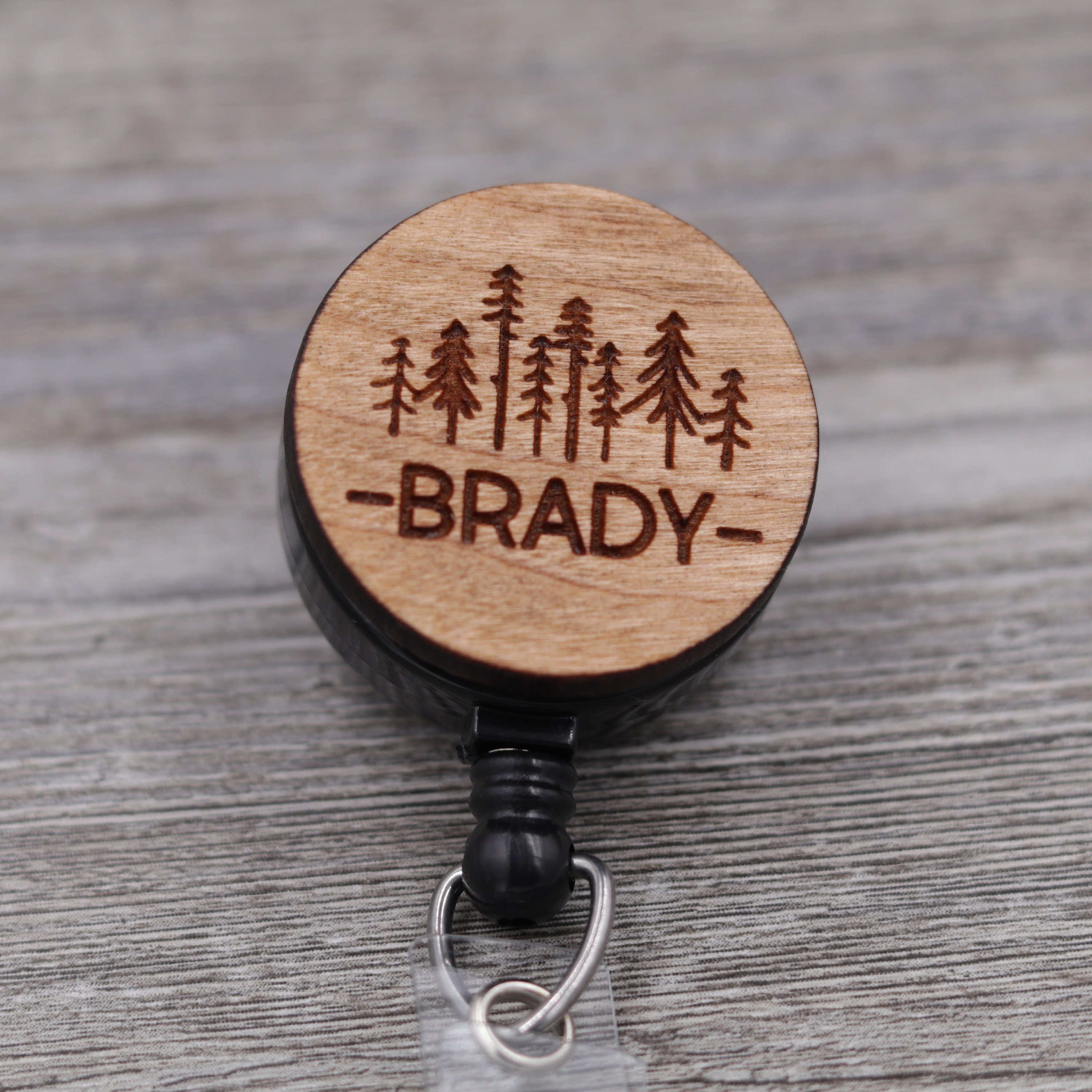 Pine Trees Badge Reel Name Badge Reel Custom ID Badge | Etsy